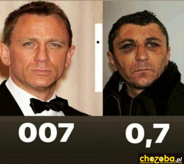 007 vs 0,7 - ChoZoba.pl - śmieszne obrazki, gify, filmy, zdjęcia, memy, laski.